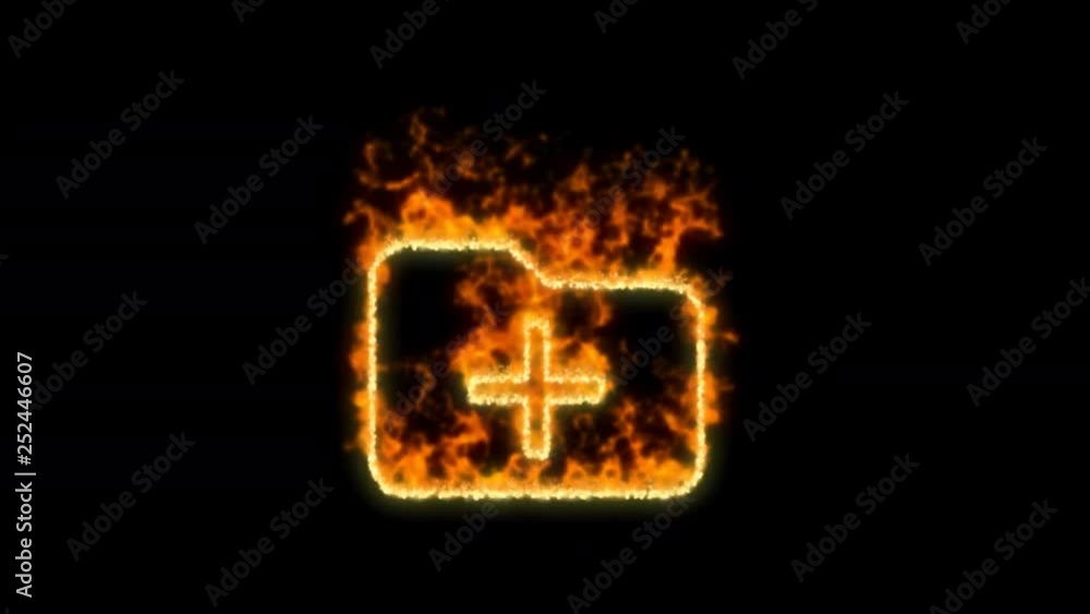 folder plus symbol inflames. Then disappears. In - Out loop. Alpha ...