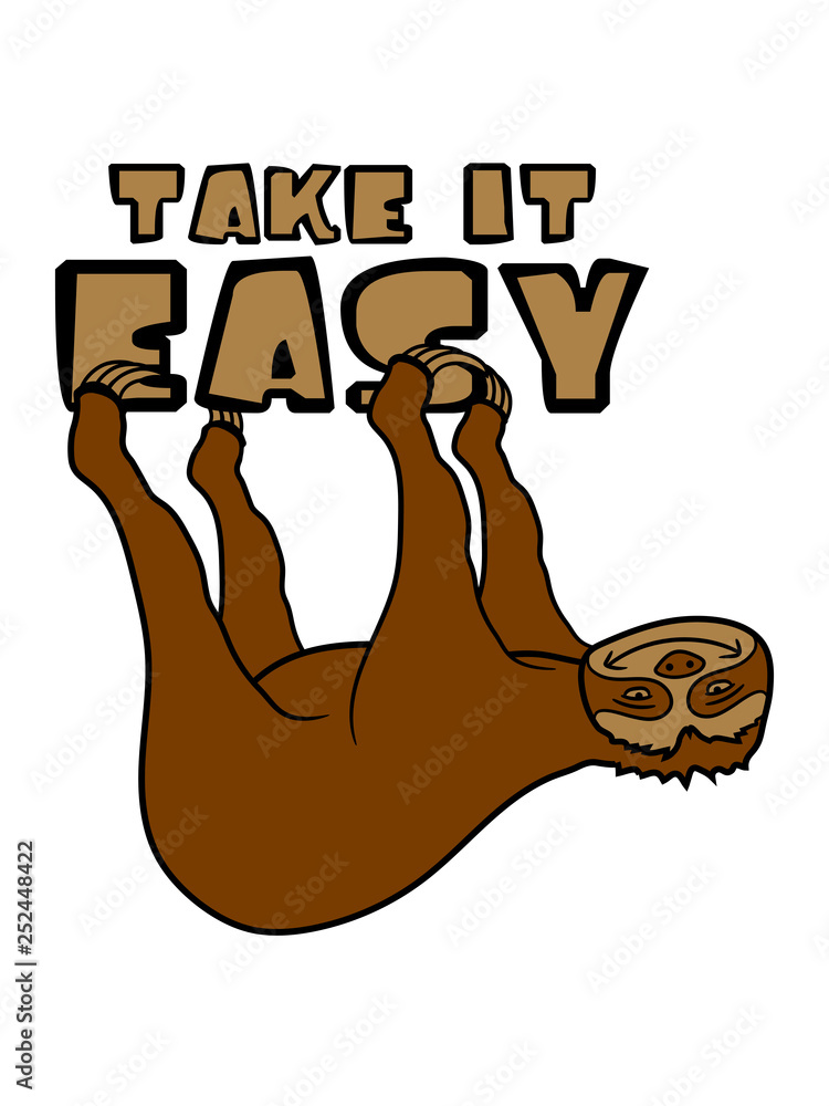 faultier comic cartoon lustig logo kontur cool take it easy design text ...