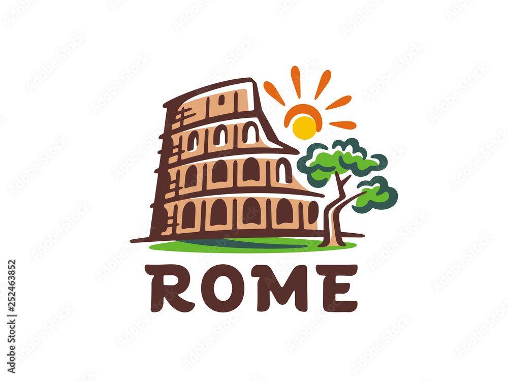 Vector logo of the city of Rome. Vector illustration of the Colosseum ...