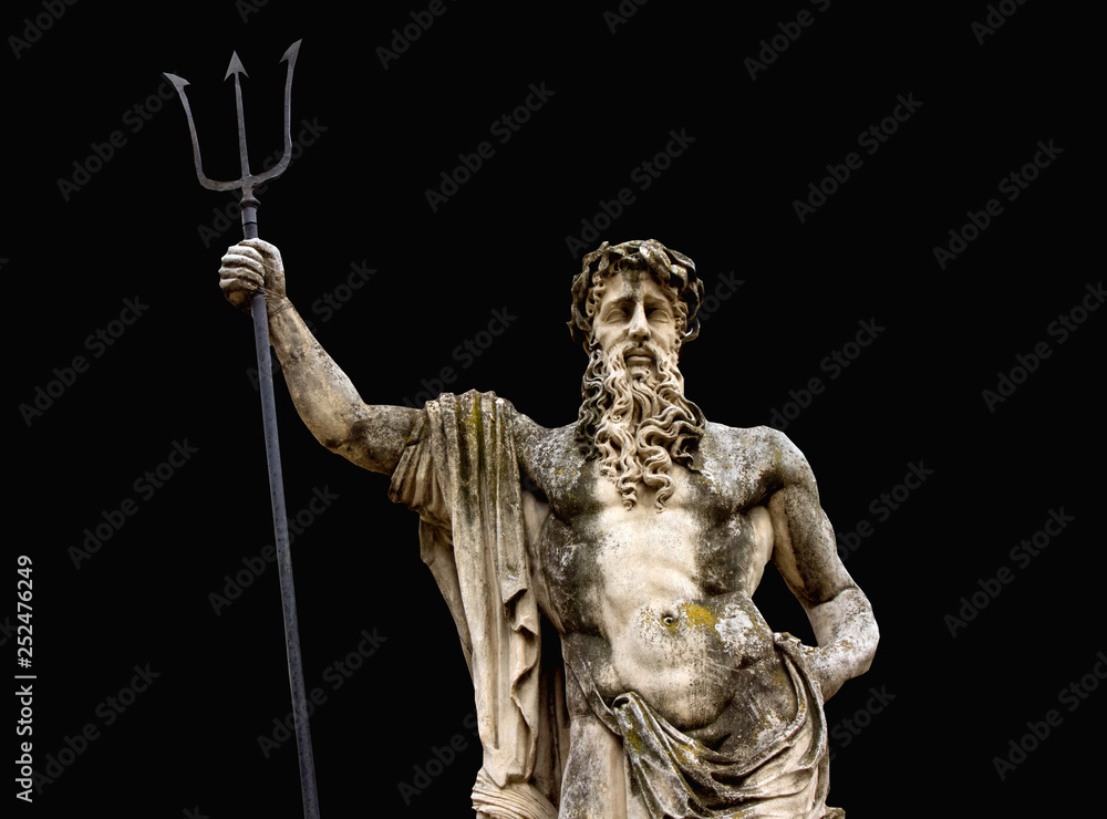 Statue of the Roman god of water of Neptune. In Greek mythology ...