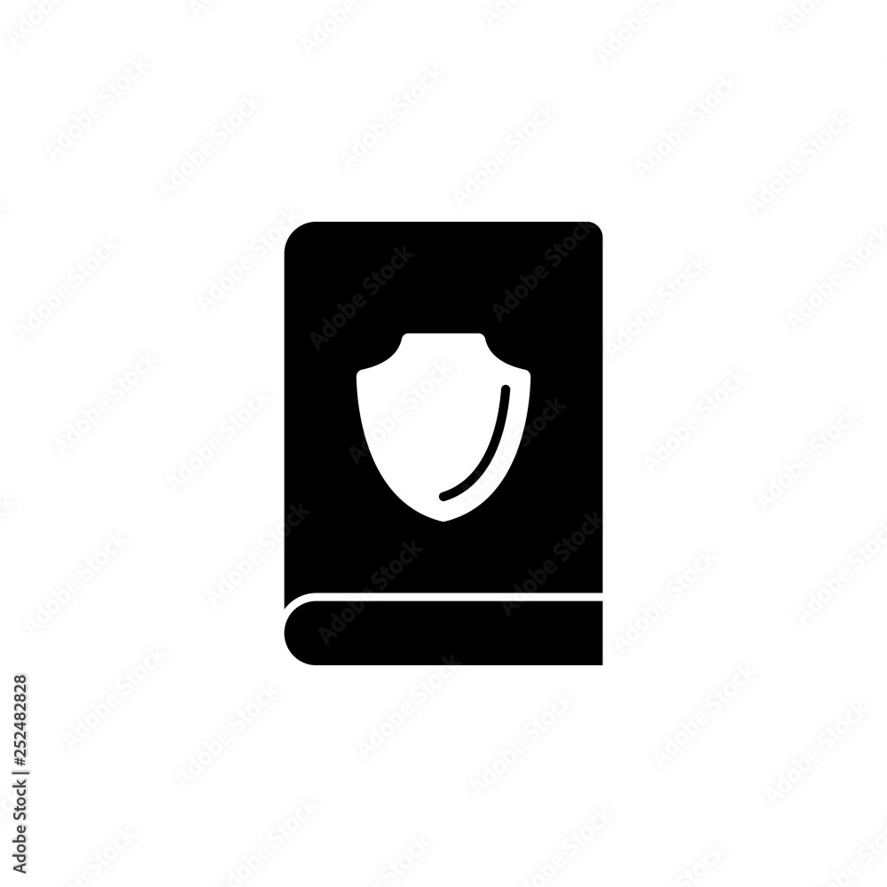 manual book in shield icon. Signs and symbols can be used for web, logo ...