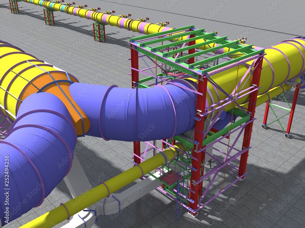 Building Information Model of metal structures of the gas pipeline. 3D ...