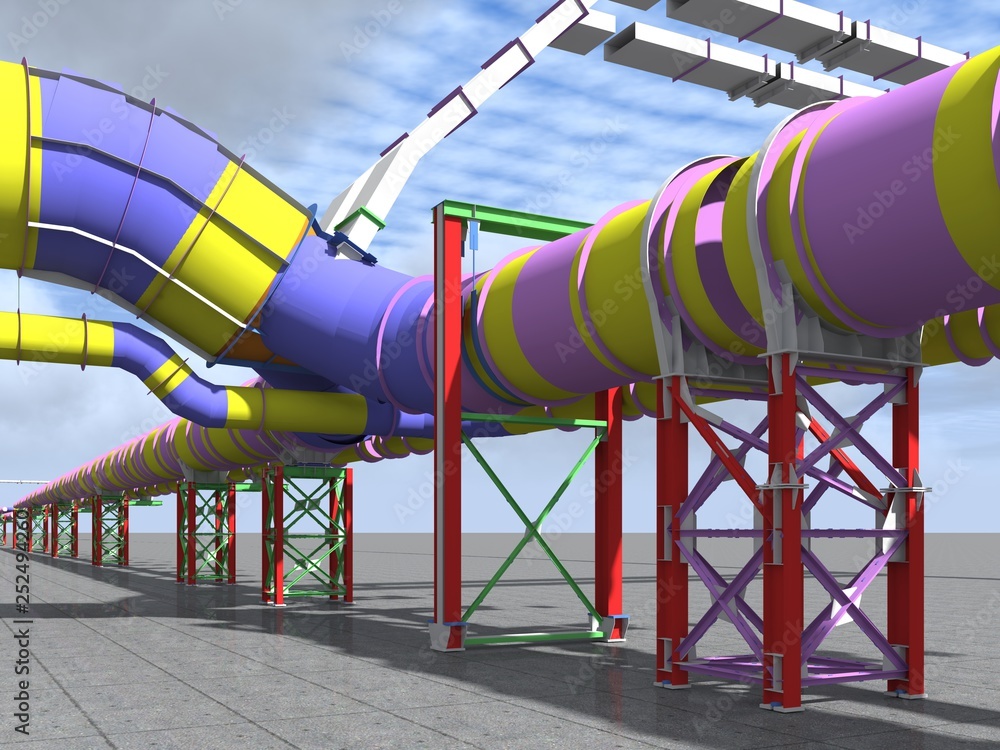 Building Information Model of metal structures of the gas pipeline. 3D ...