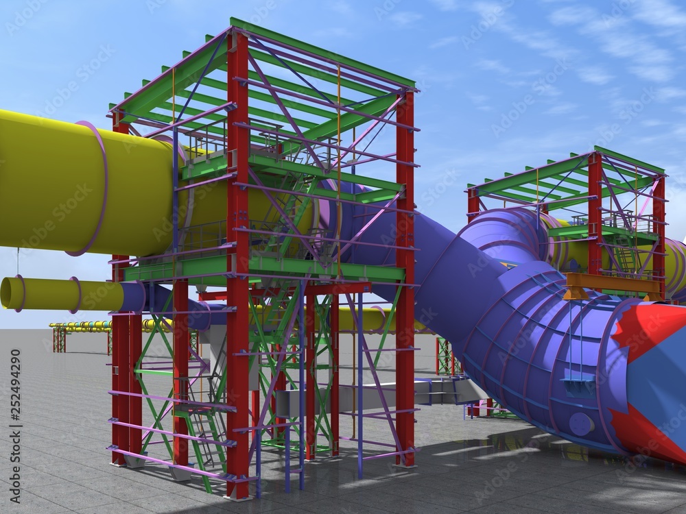 Building Information Model of metal structures of the gas pipeline. 3D ...