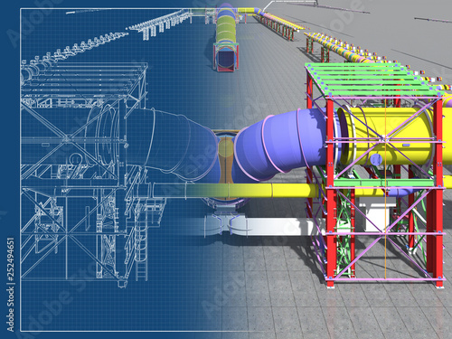 Building Information Model of metal structures of the gas pipeline. 3D ...