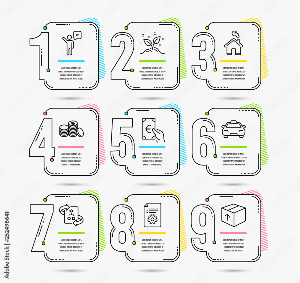 Infographic timeline set of Technical algorithm, Agent and Finance icons. Technical ...