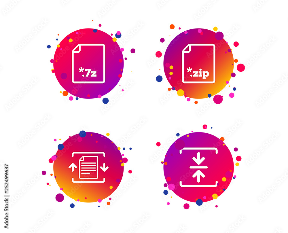 Archive file icons. Compressed zipped document signs. Data compression ...