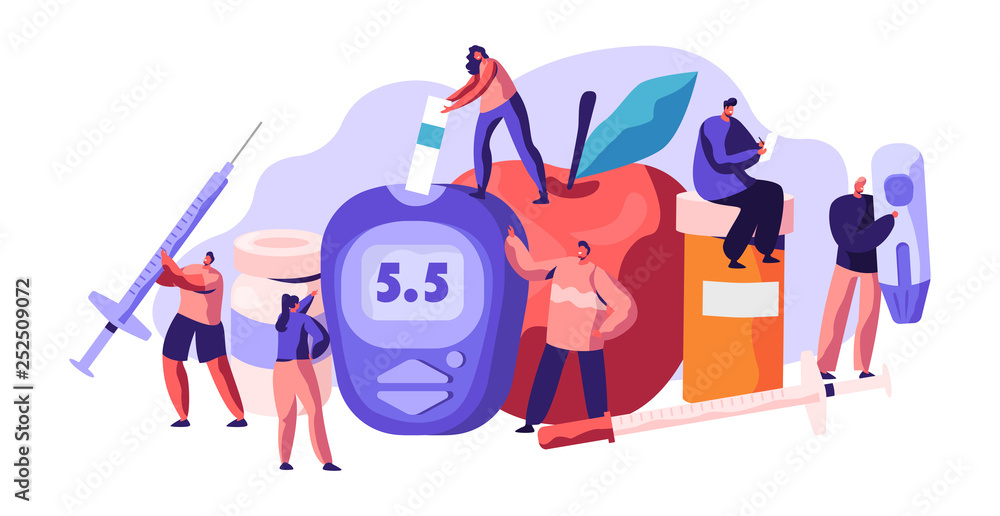 Diabetic Blood Glucose Level Test at Digital Glucometer. Insulin Drop ...