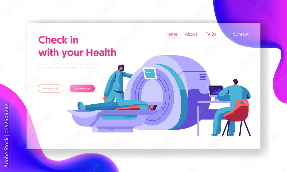 Hospital Mri Machine for Patient Brain Scan Landing Page. Doctor ...
