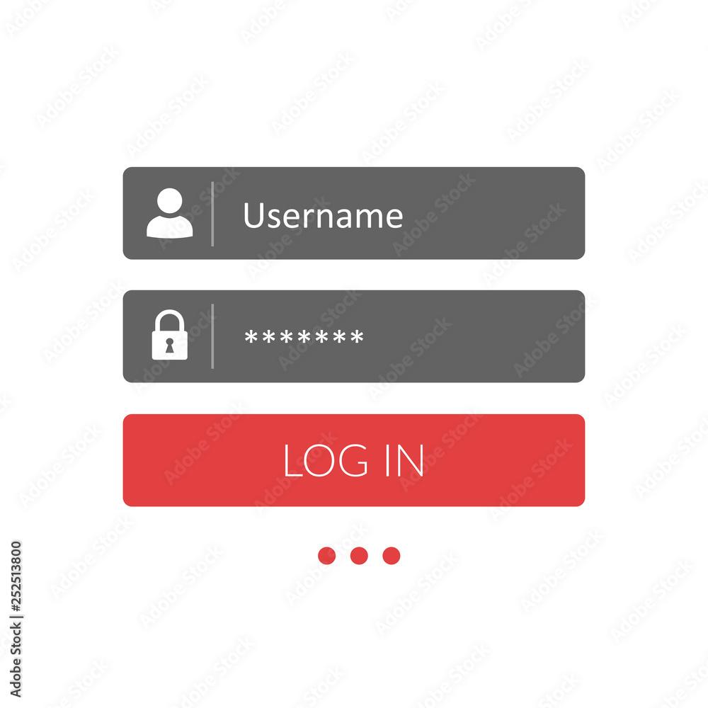 Register page design. Login form account user password identity web log ...