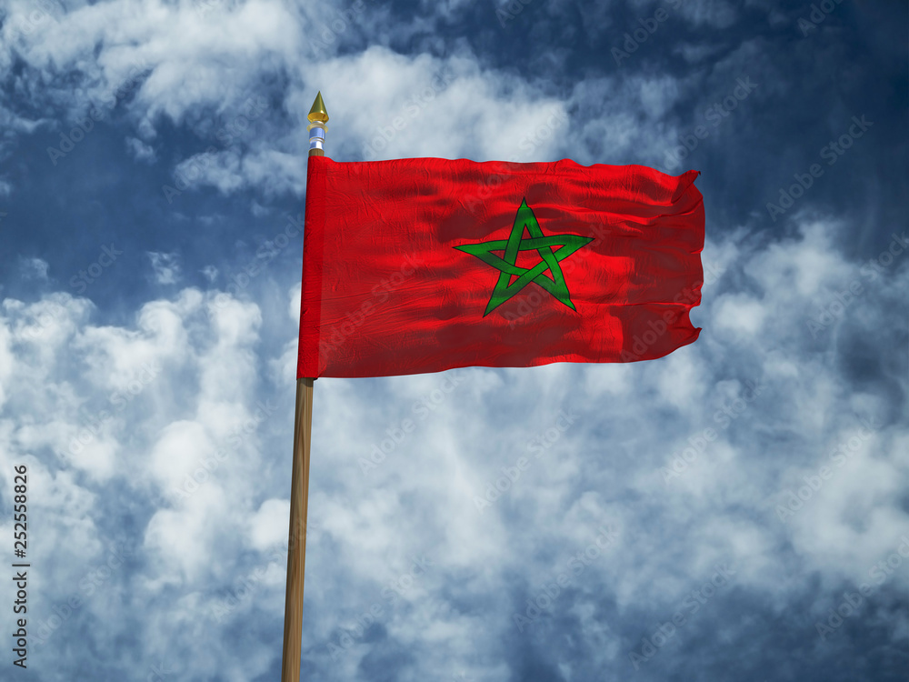 Morocco flag Silk waving flag of Morocco made transparent fabric with ...