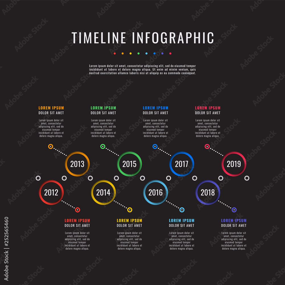 corporate history timeline on black background. business infographics ...