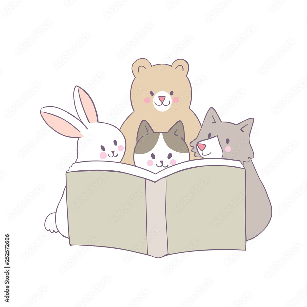 Animals Reading Together