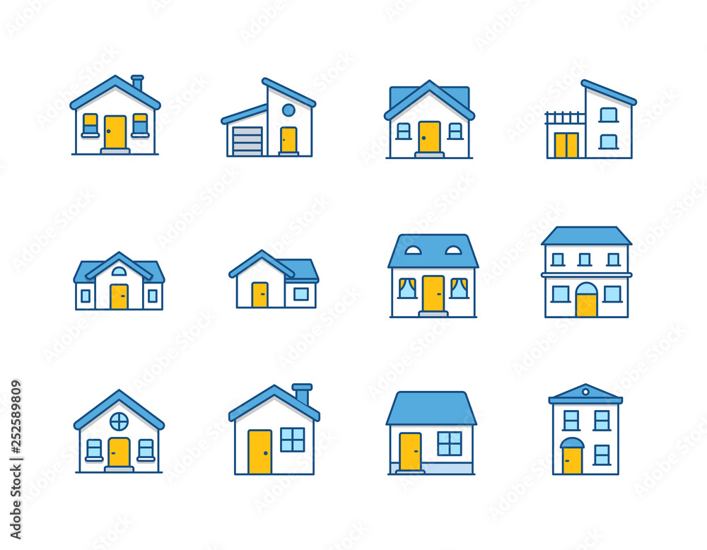 House Vector / Home flat icon / Building houses - Vector outline icon ...