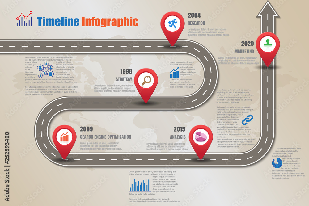 Business road map timeline infographic city designed for abstract ...
