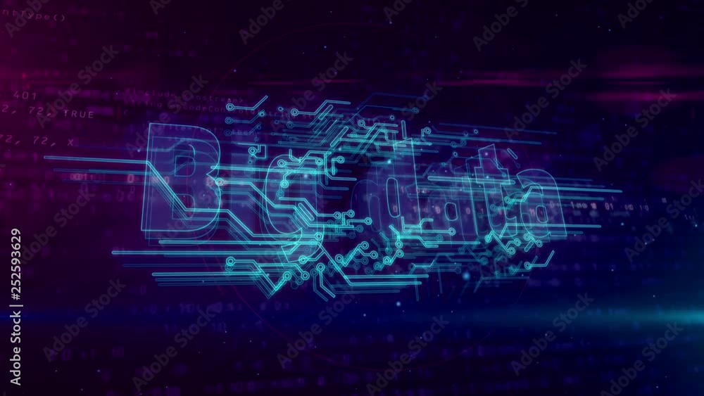 Big data analytics and digital computing hologram. Technology abstract ...