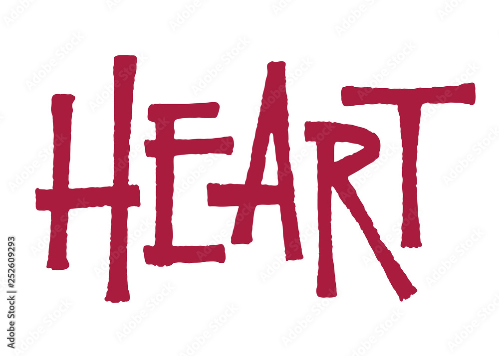 Heart vector lettering. Handwritten text label. Freehand typography ...
