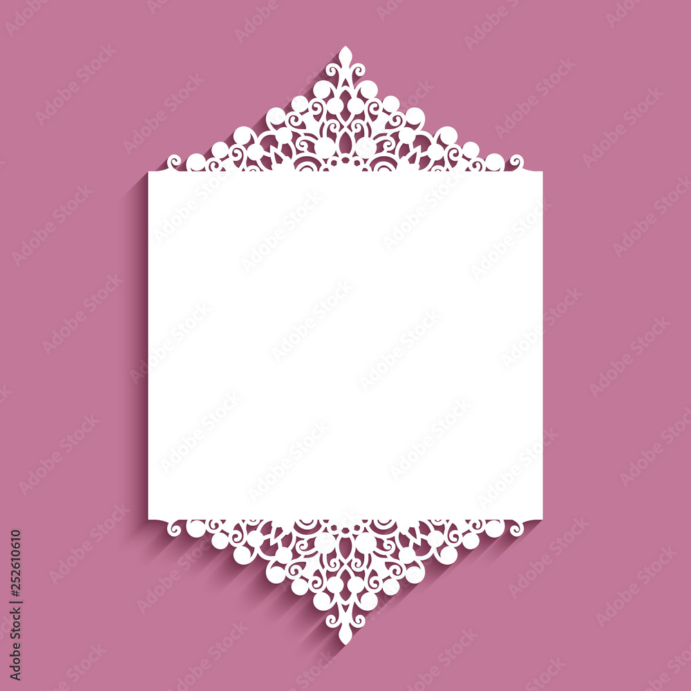 Wedding invitation card with lace borders, template for laser cutting ...