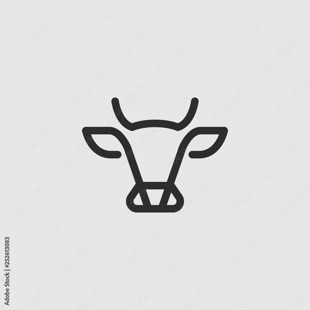 Abstract cow or bull logo design. Creative steak, meat or milk icon ...
