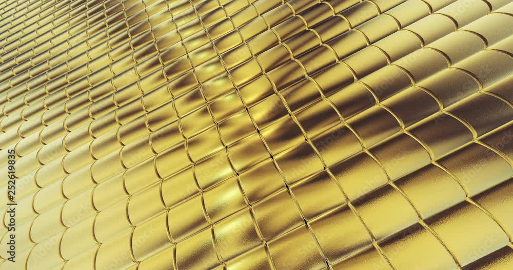 gold foil tiles texture seamless loop background 3D rendering Stock ...