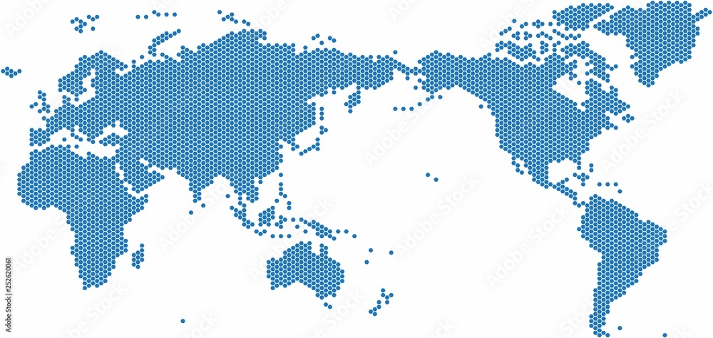 Violet hexagon shape world map on white background, vector illustration ...