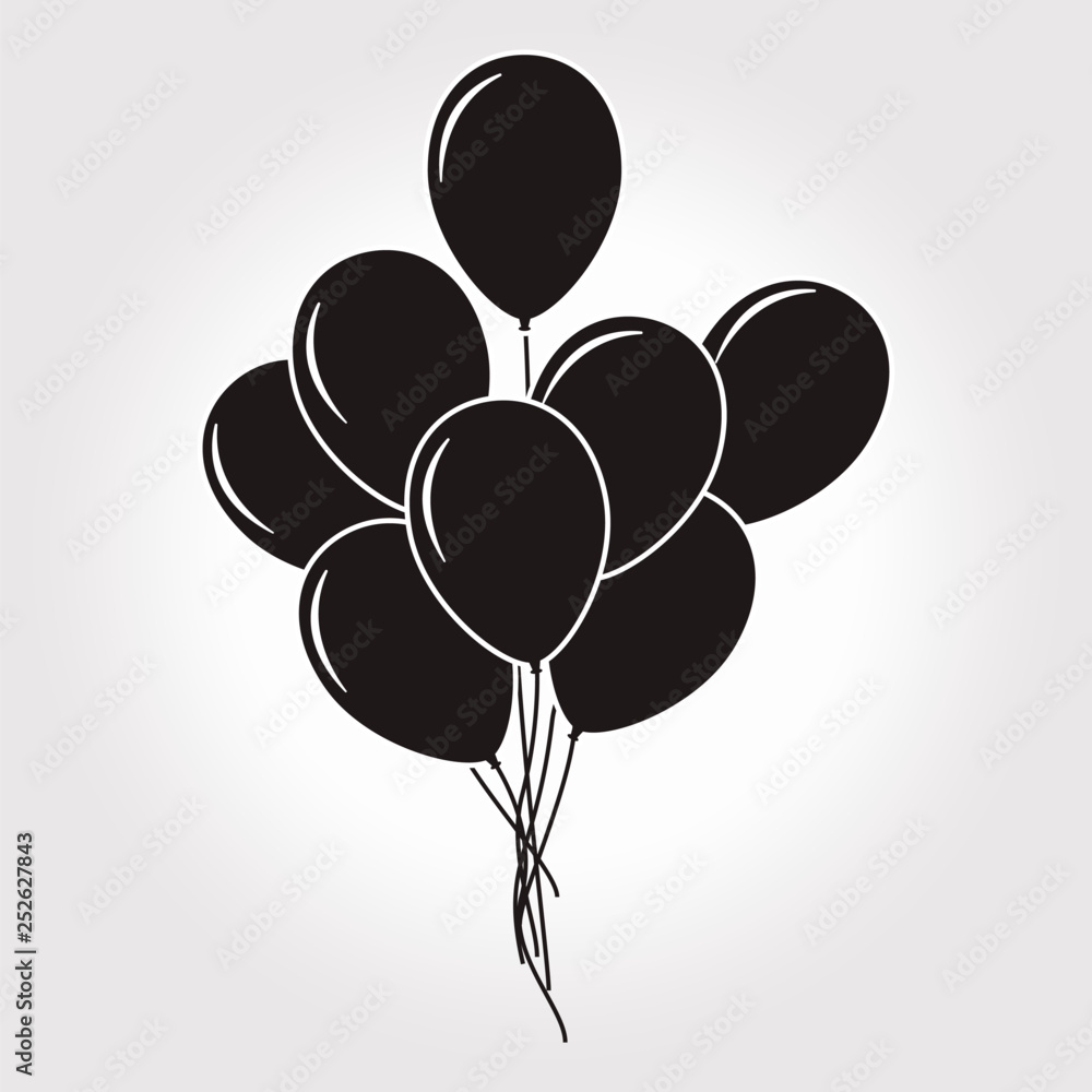 Set of flat design round vector kids black balloons. Stock Vector ...