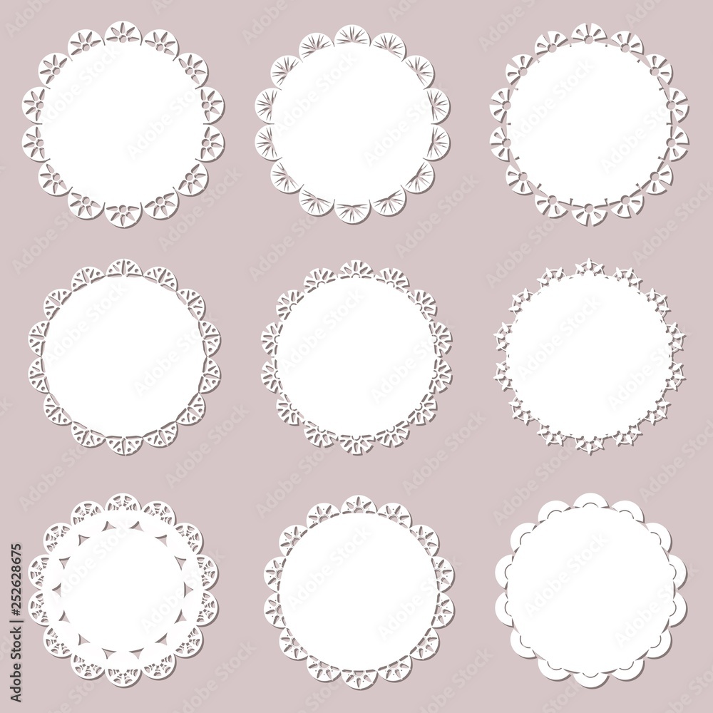 Set on vintage doilies on craft paper background. Lace paper cutout for ...