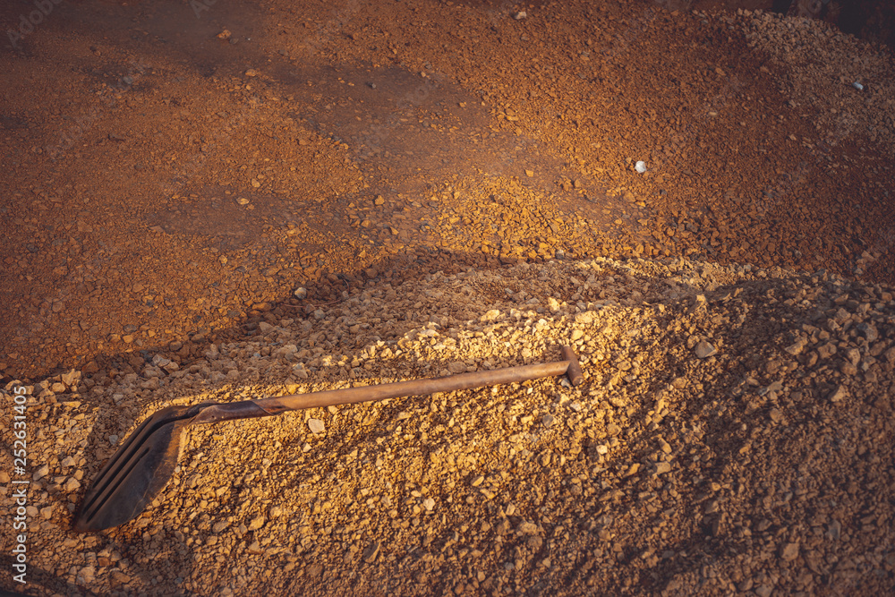 Backfilling of the excavation under the foundation slab. Construction ...
