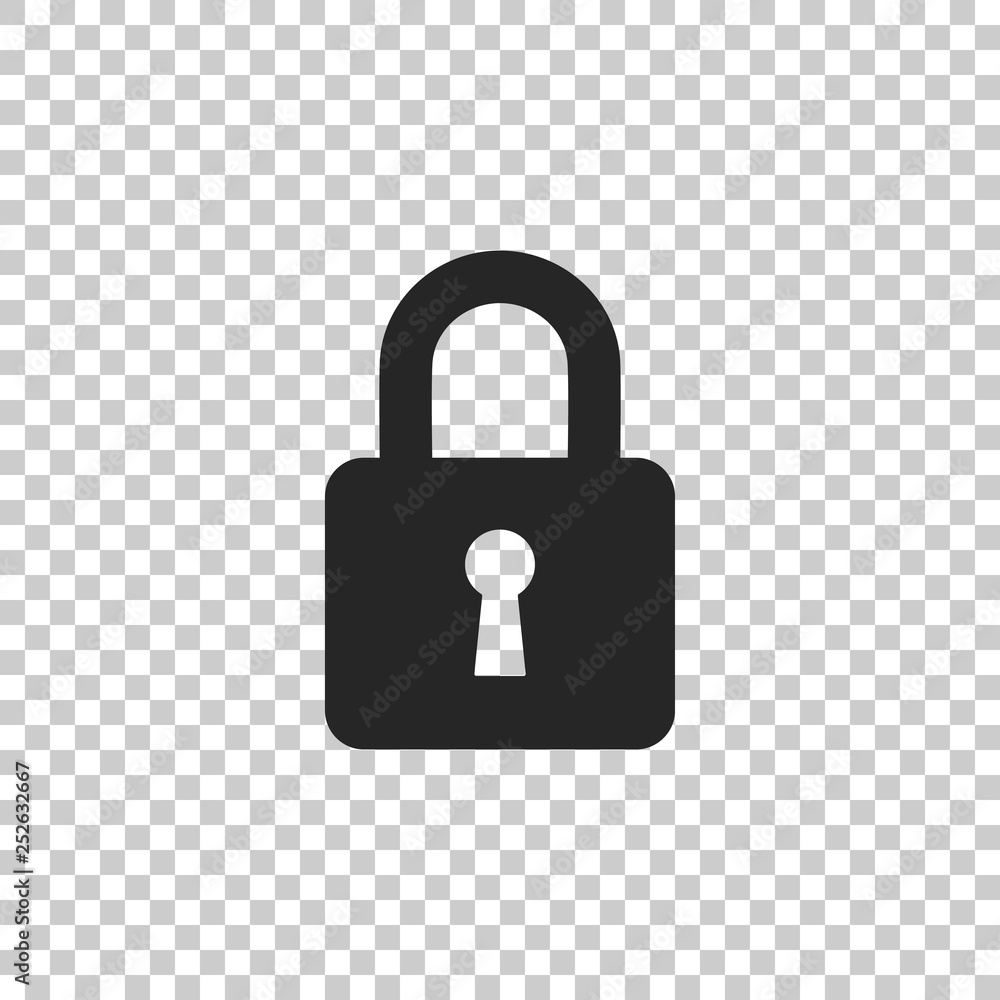 Lock icon isolated on transparent background. Flat design. Vector ...