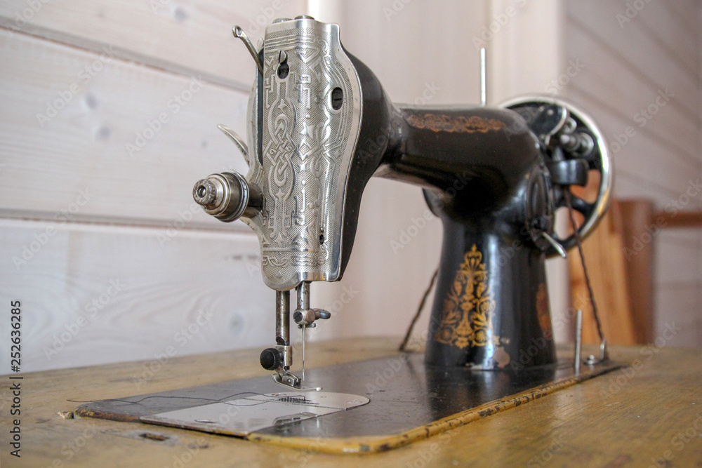 Beautiful retro sewing machine for textile design. Vintage light ...