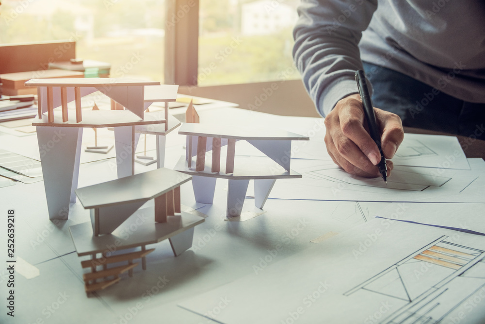 architect design working drawing sketch plans blueprints and making ...