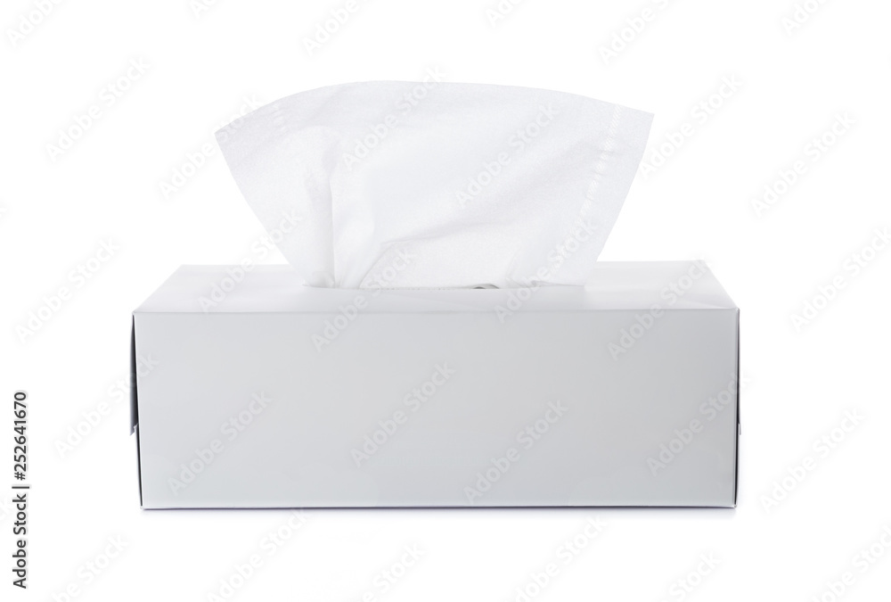 Opened tissue box on white background for print design and mock up ...