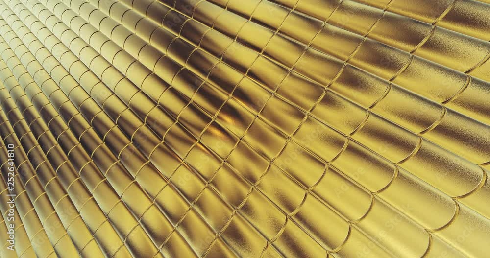 gold foil tiles texture seamless loop background 3D rendering Stock ...
