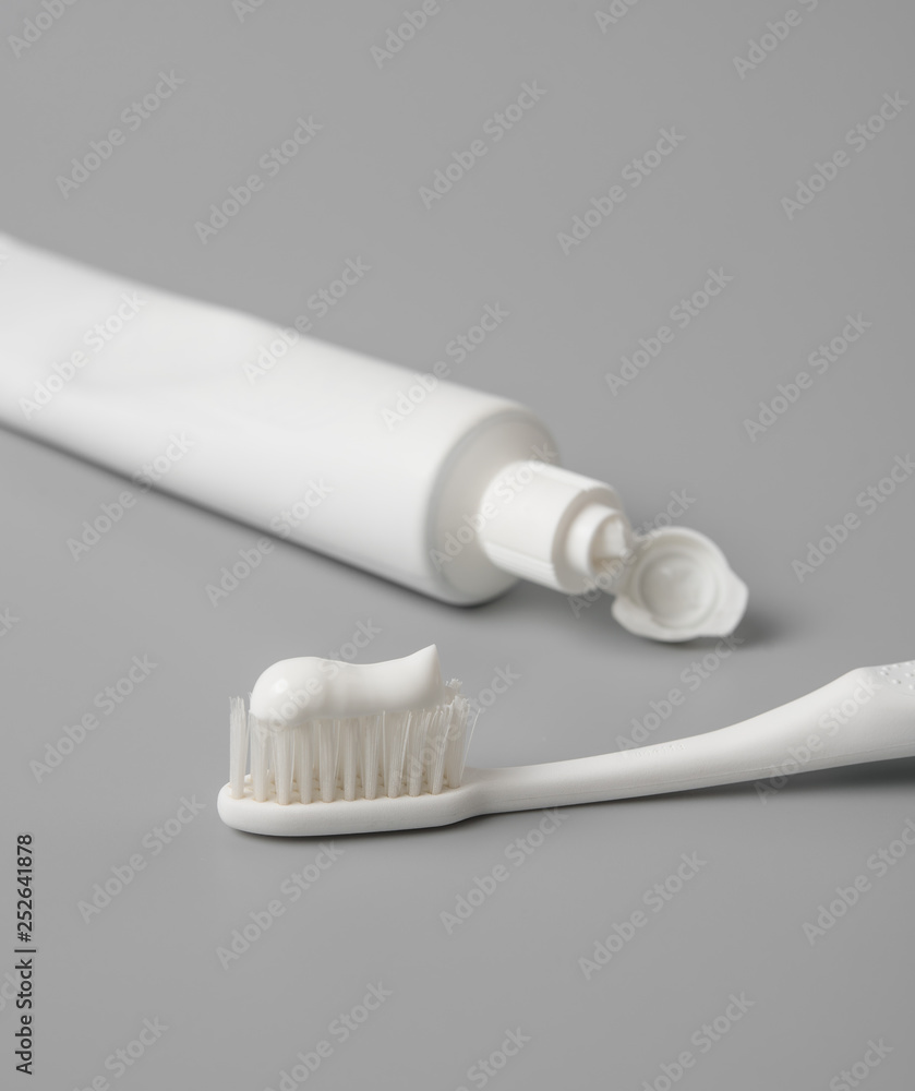Toothbrush and toothpaste mock up Stock Photo | Adobe Stock