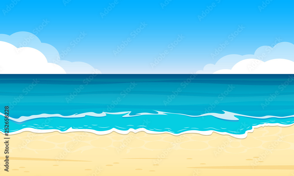 Sandy Beach. Summer Background with Sand Shoe, Sea or Ocean and Sky ...