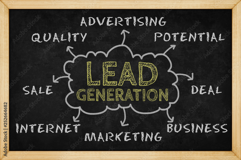 Lead generation mind mapping with hand drawn style on blackboard ...