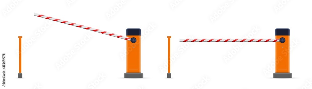 Creative vector illustration of open, closed parking car barrier gate ...