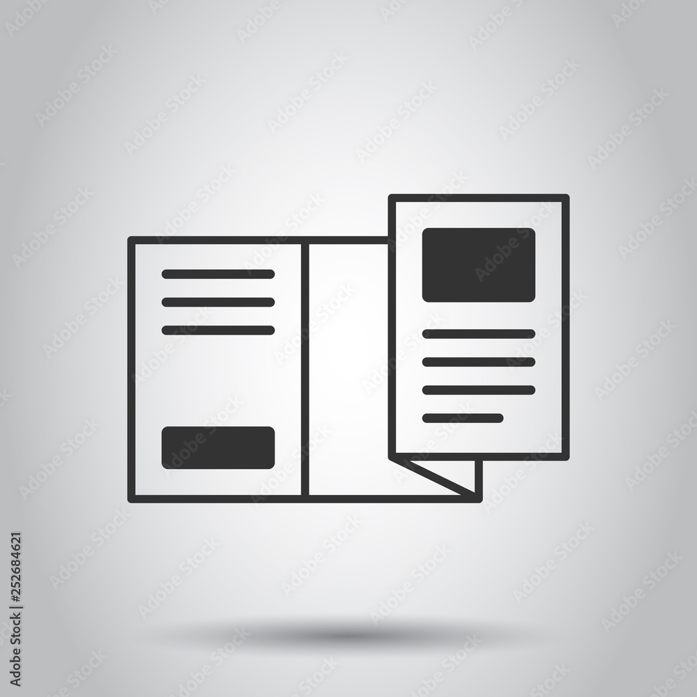 Flyer leaflet icon in flat style. Brochure sheet vector illustration on ...