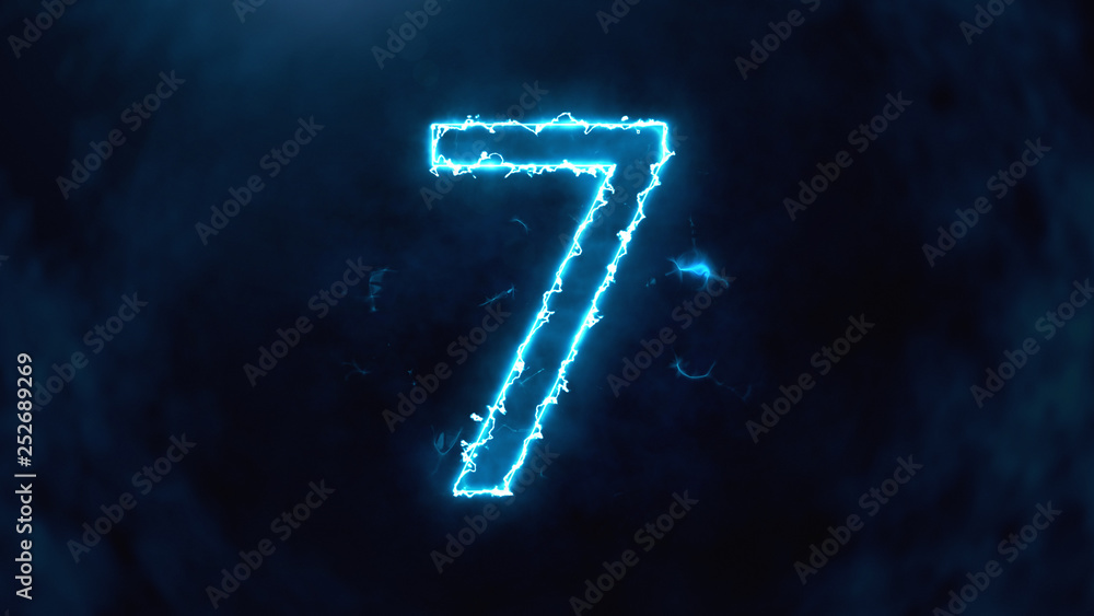 Electric and Futuristic 3D Illustration counter counting down from ten ...