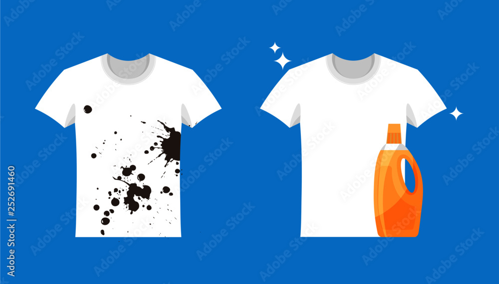 Advertising of washing powder and detergent. Clothes before and after ...