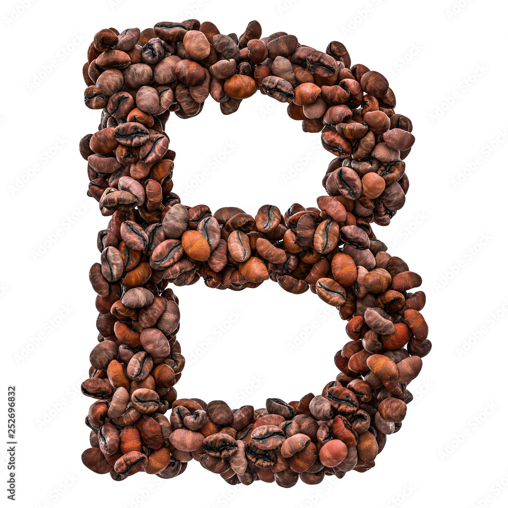 Alphabet letter B from roasted coffee beans, 3D rendering Stock ...
