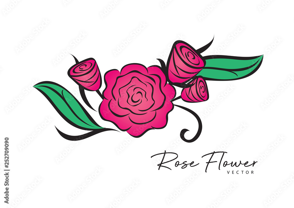 rose vector illustration. logo design. vintage flower style for ...