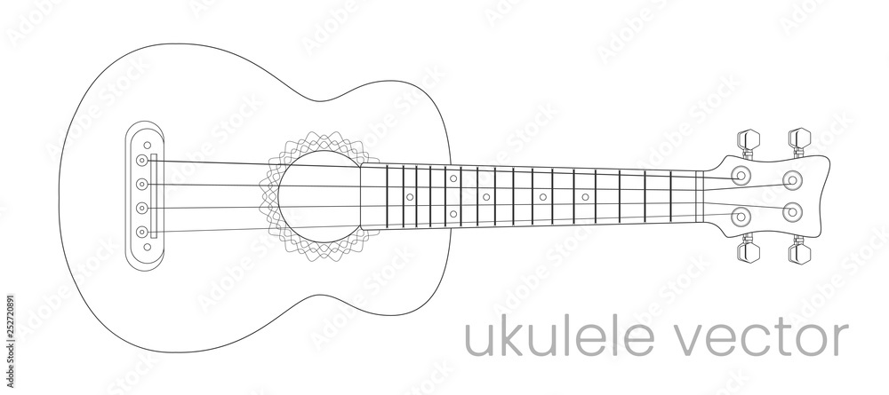 Ukulele guitar illustration. Music instrument. Vector line sketch Stock ...
