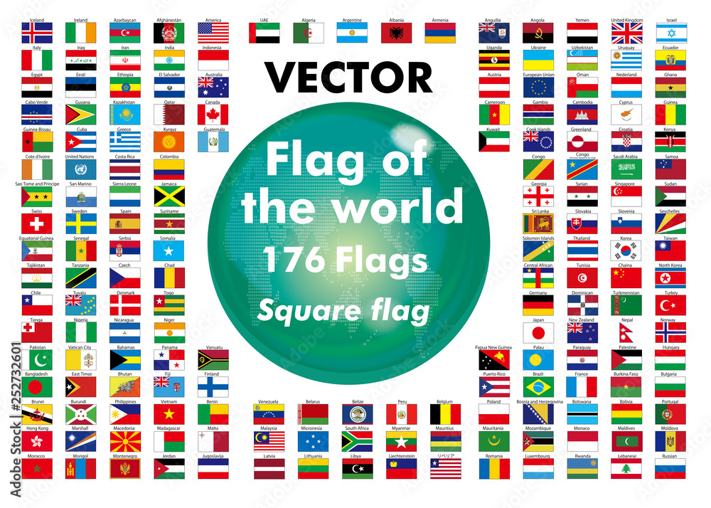 Flag of the world (flag of the square) | Flag of 176 countries | Vector ...