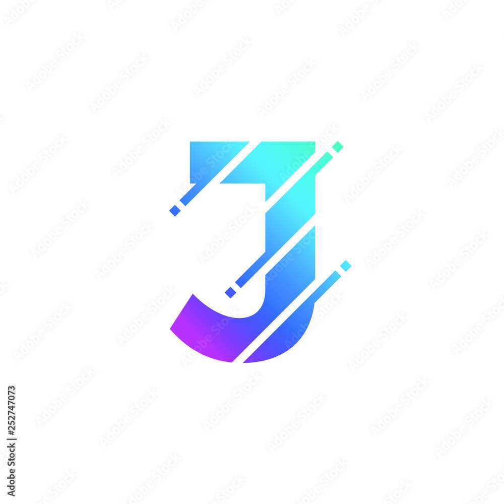 Letter J Glitch Style Alphabet Font Modern Logo Vector Stock Vector ...