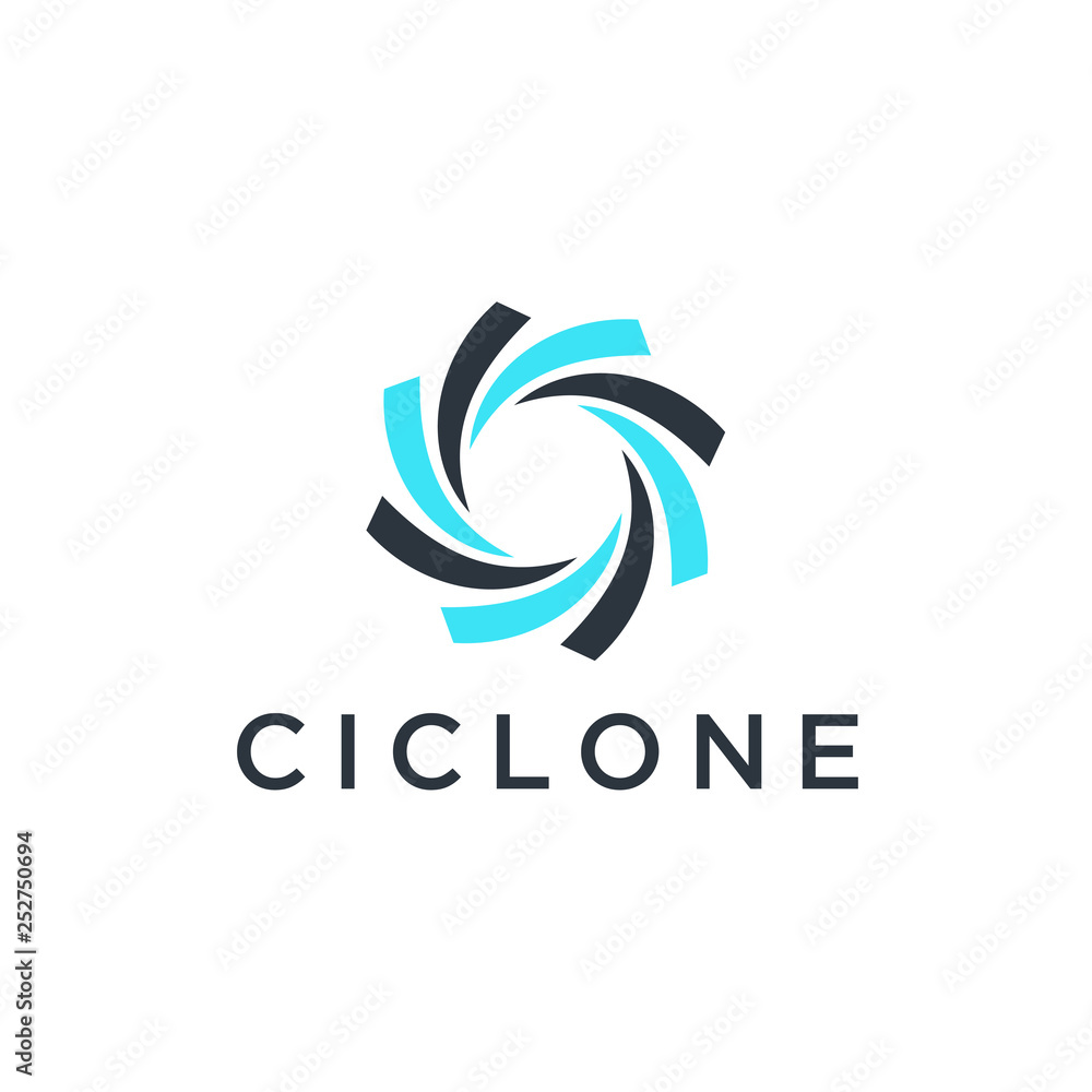 ciclone blue wave spiral vector circle logo design inspiration Stock ...