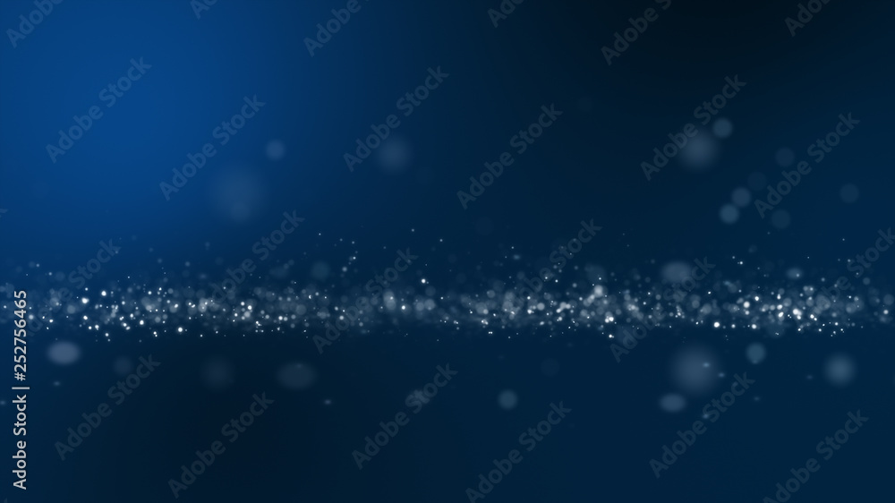 blue background, digital signature with wave particles, sparkle, veil ...