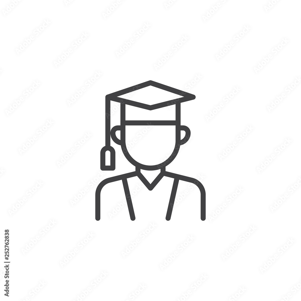 Graduate student line icon. linear style sign for mobile concept and ...