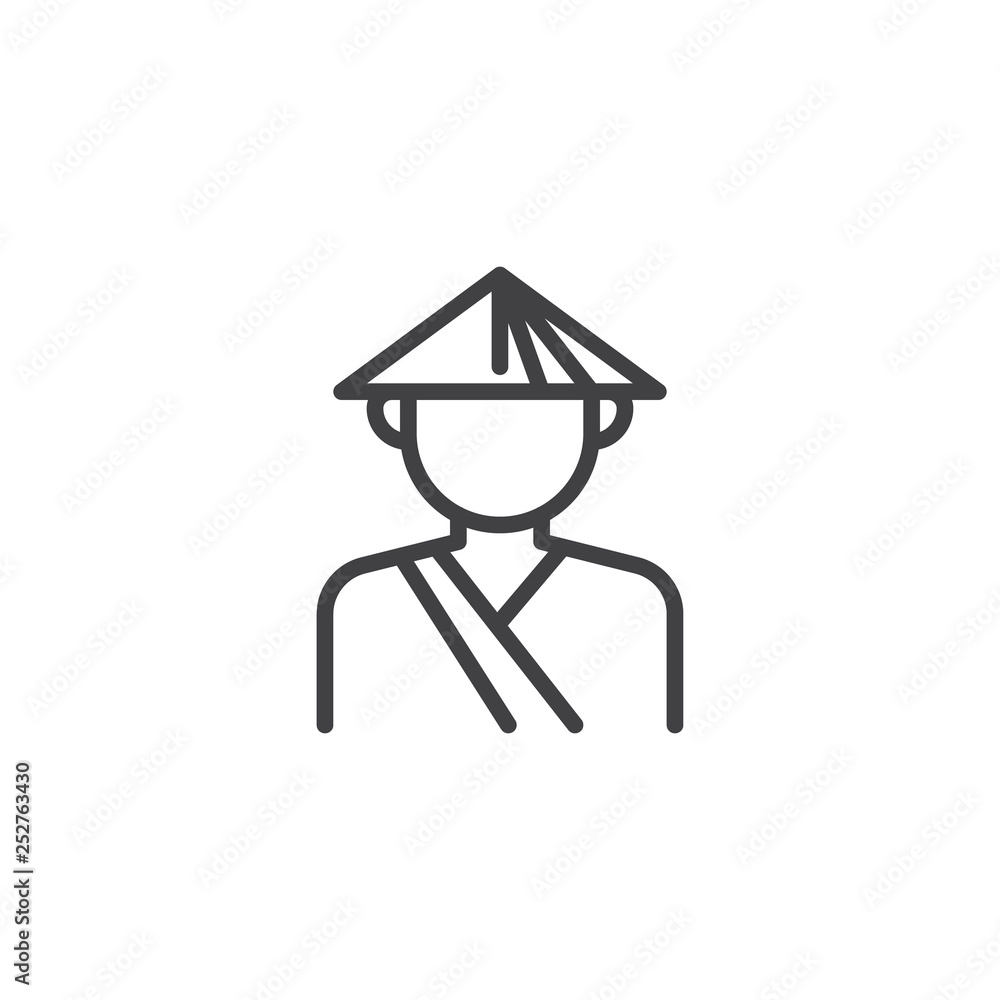 Asian monk line icon. linear style sign for mobile concept and web ...
