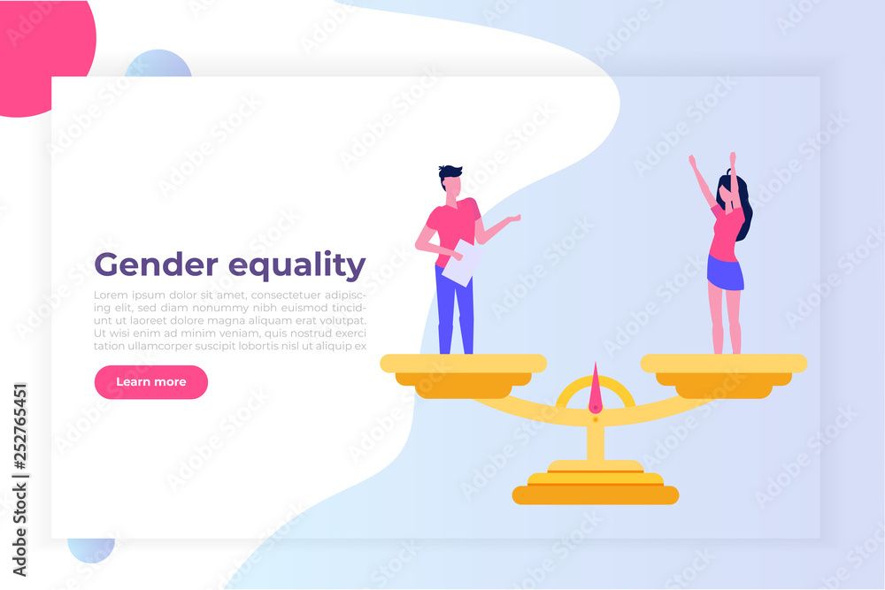 Gender equality, Equal pay and opportunity isometric concept with man ...